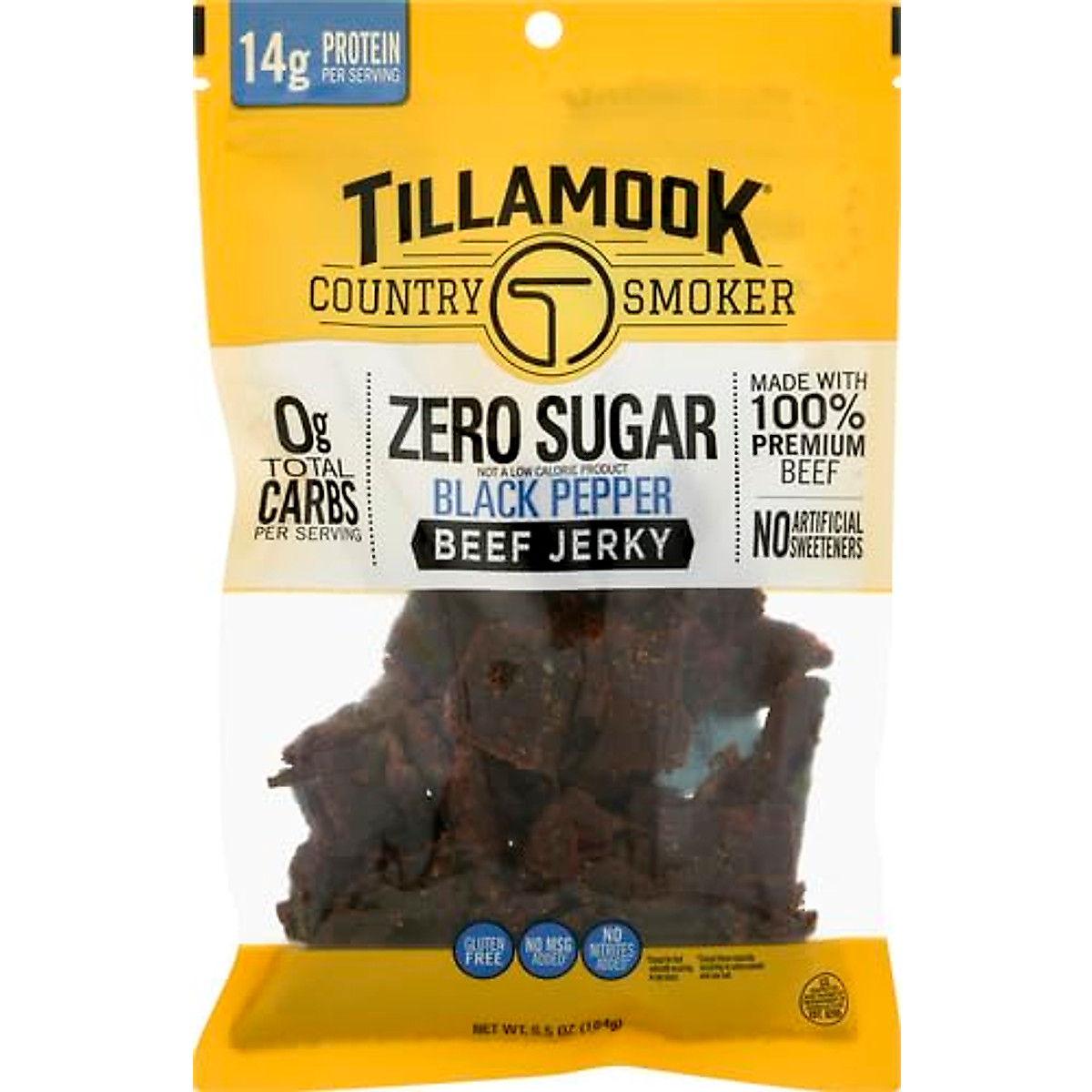 Tillamook Country Smoker Keto Friendly Zero Sugar Beef Jerky, Black Pepper, 6.5 Ounce