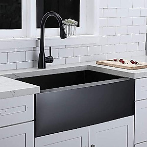 VESLA HOME 33 inch Black Farmhouse Sink,Stainless Steel Single Bowl Farmhouse Kitchen Sink,Apron Front Farm Sink with Dish Grid and Drain