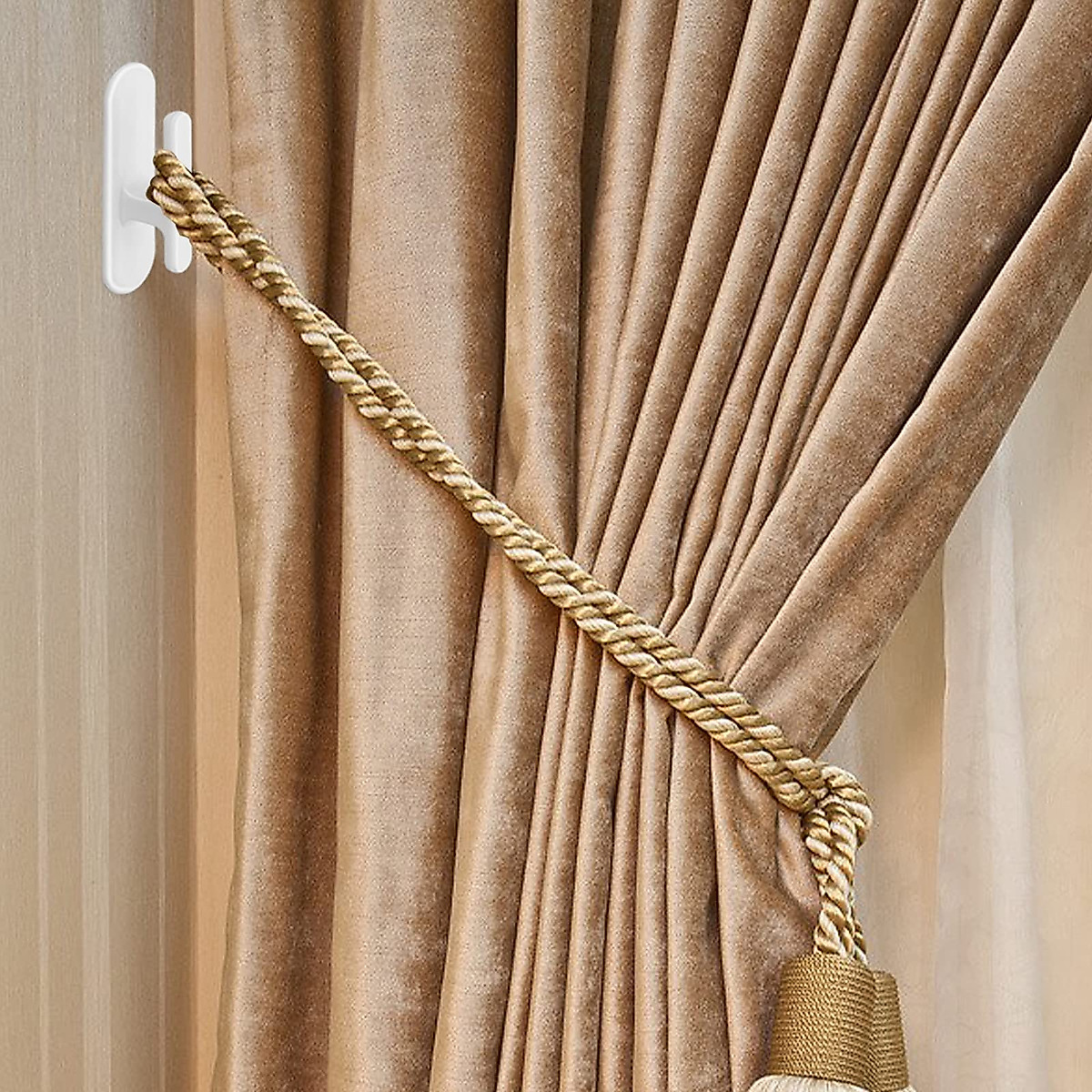 Grevosea 8 Pieces Blind Cord Winding Safety Blind Cord Hooks Blind Cord Holder Adhesive Wall Hook Wrap Cleats Baby Proofing for Home Office Window Blinds Curtains Sun Shades Ropes White