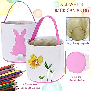 Faylapa 3pcs Easter Bunny Basket Bags Bunny Canvas Tote - Party's Celebrate Decoration Eggs Candy and Gifts Carry Bucket-Pink+Blue+Green