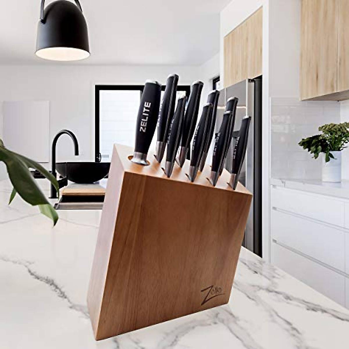 Zelite Infinity Knife Block Set (9-pc), Kitchen Knife Set, Knife Sets for Kitchen with Block - German Knife Set in High Carbon Stainless Steel - INCL. 8 Professional Knife Set & Honing Steel 10 Inch