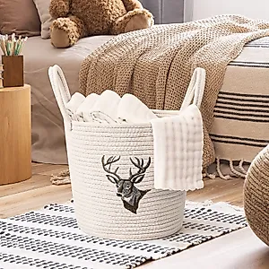 Amasava Storage Baskets 2 Pack, Small Baby Baskets Woven Cotton Rope Decorative Laundry Hampers for Blankets Toys Shoes Plants Clothes Diapers