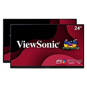 ViewSonic VA2456-MHD_H2 Frameless Dual Pack Head-Only 1080p IPS Monitors with HDMI DisplayPort and VGA for Home and Office (Renewed)