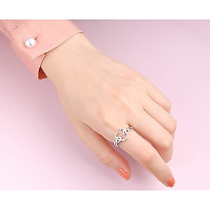 Yearace 925 Sterling Silver Engraved Always Sister Forever Friend Heart Infinity Love Knot Ring for Sister Women Siblings Birthday Gift, Size 7