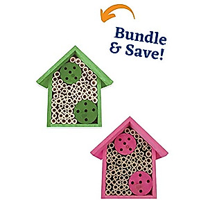 Rose Pink and Green Mason Bee House for The Garden Bundle - Lifetime Replacement Guarantee