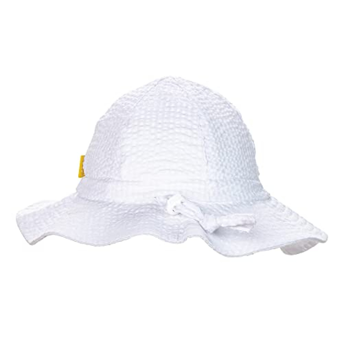 DASMINI Baby & Toddler Wide Brim Sun Hats UPF 50+ Sun Protection Bucket Cap Cute Adjustable Hat (wht Seersucker, 0-6M)