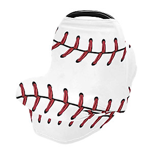 Baby Carseat Cover Canopy Breastfeeding Cover - Softball Baseball Nursing Scarf Breathable Infant Stroller Cover Baby Shower Gifts for Boy&Girl