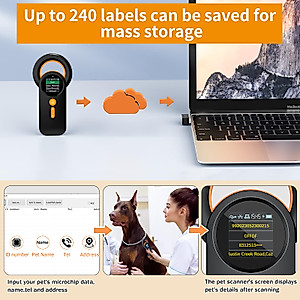 Symcode Animal Microchip Scanner with 1.44IN TFT Display, Bluetooth Wireless Pet Chip Scanner RFID Reader ISO11784/85/FDX-B/EMID 240 Records Data Storage Upload to PC