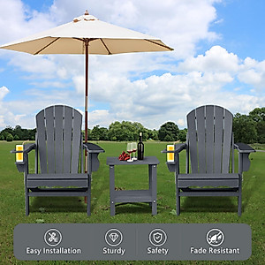 CLOUDEEP Folding Adirondack Chairs, Oversized Adirondack Chairs with Side Table and Cup Holder, Modern Composite Plastic Outdoor Furniture Chairs for Patio, Fire Pit, Porch, Backyard, Deck