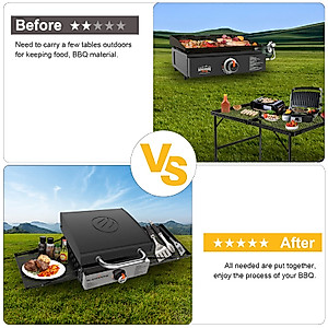 Griddle Caddy for Blackstone 17"/22"/28" Griddle, Griddle Side Shelf for Blackstone Grill, Foldable Design Storage BBQ Accessories for Blackstone Griddle Accessories Organizer