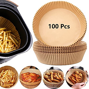 100PCS Air Fryer Liners Disposable Paper,Parchment Paper For Air Fryer, Disposable Paper Towel For Air Fryer,For Baking, Roasting, Microwave, Oil and Water Proof, Oven Accessories(3-5L-6.3 inch)