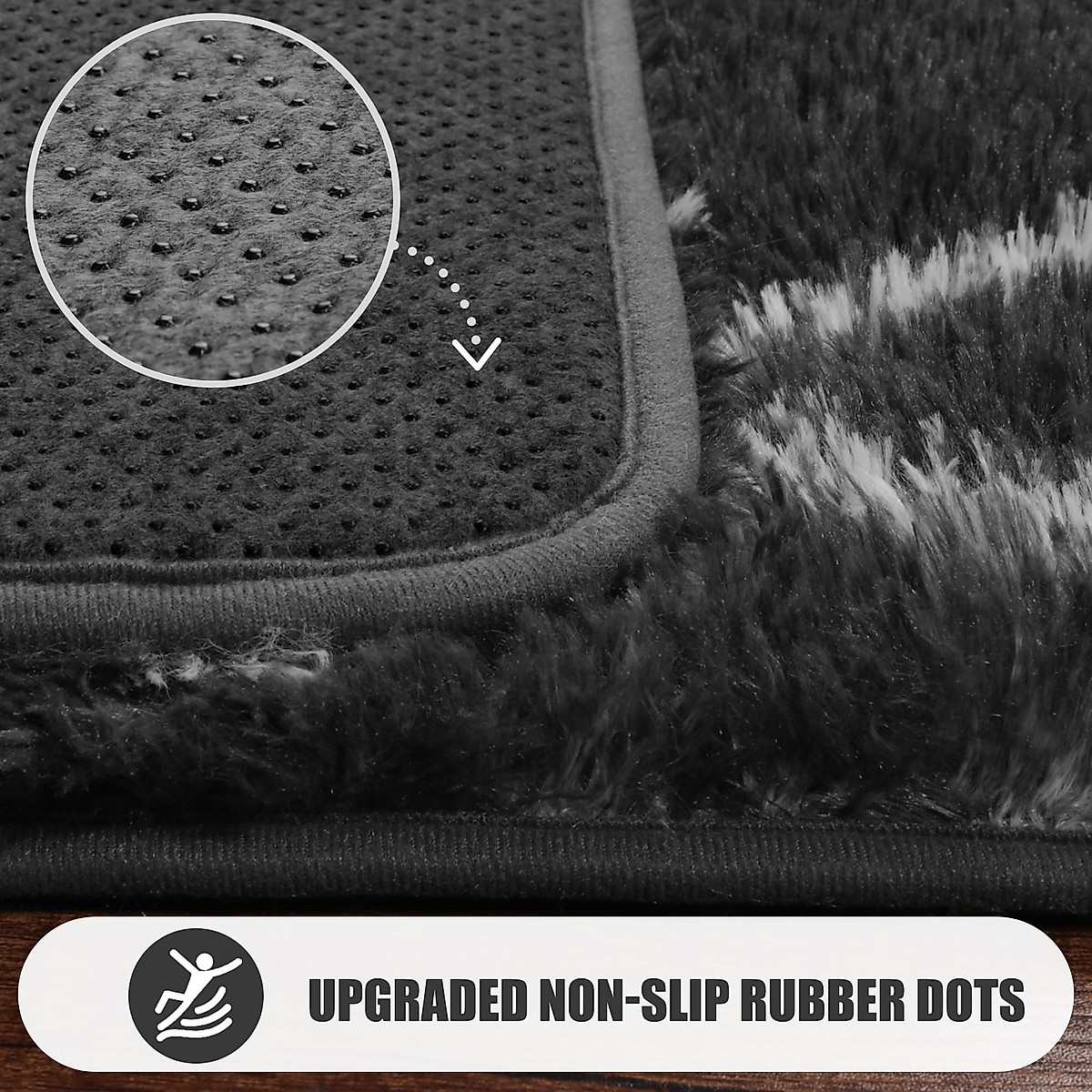 ONASAR Geometric Area Rug 5x7, Dark Grey and White Rugs for Bedroom, Modern Shag Fluffy Rug for Living Room, Classroom, Playroom, Office, Dorm, Kids Nursery, Cool Bedside Rug, Thick Fur Carpet