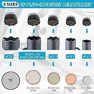 Enhon 10 in 1 Faucet Aerator Removal Tool Faucet Aerator Key for Hidden Threaded Aerator/Aerator with Housing (Cut Edge&Round) Aerator Tool with Size M16.5/M18.5/M21.5/M22/M24/M28 Aeration Tool