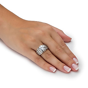 PalmBeach Platinum-Plated Round Cubic Zirconia Channel Set Ring Sizes 6-10 Size 6