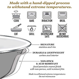 Golden Rabbit Enamelware - 5qt Saute Pan (Sea Glass Swirl)
