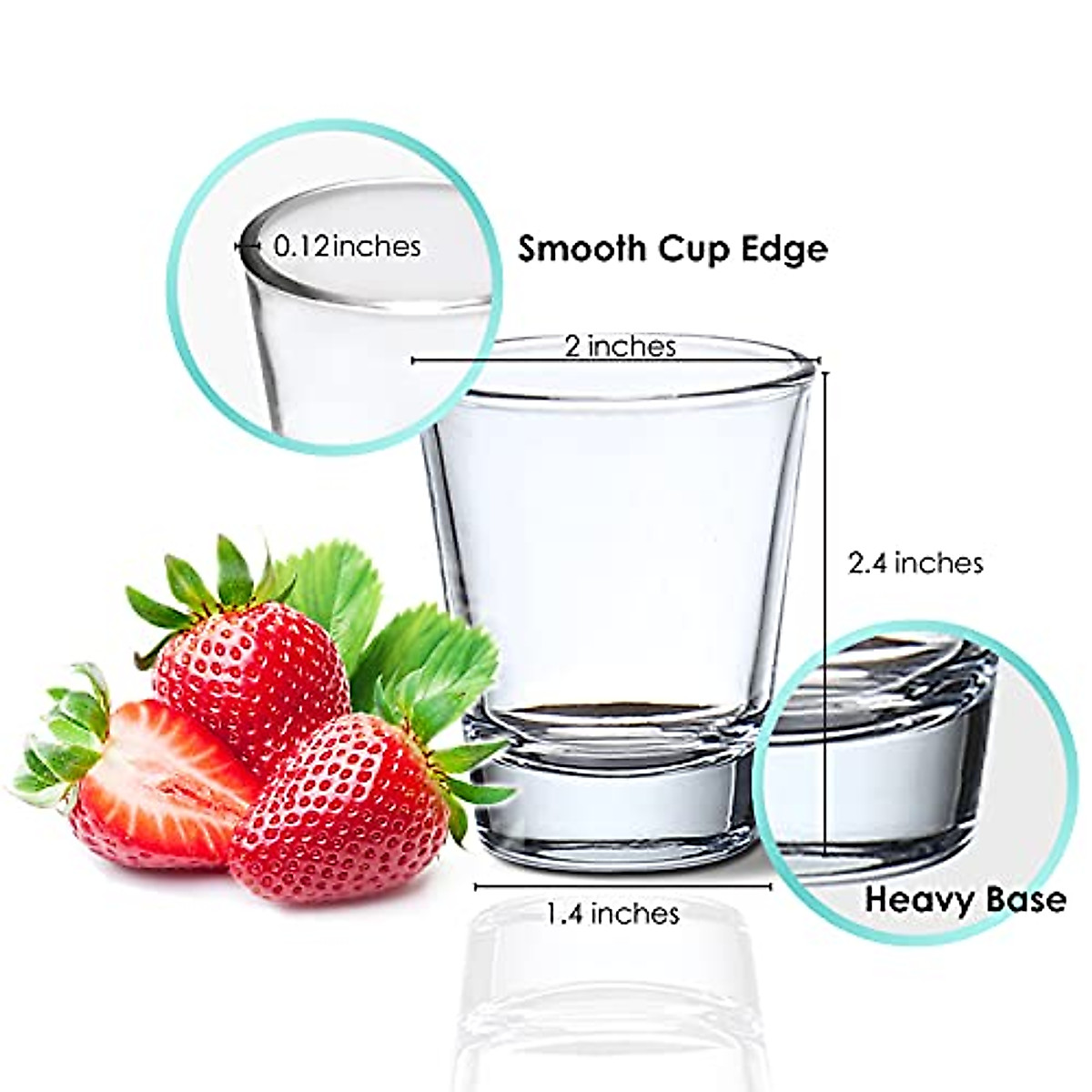 NUYKOUY Shot Glass Set, 100% Clean 100% Wipe Glass Shot Glasses, 1.5 oz, Set of 6, Clear Shot Glasses