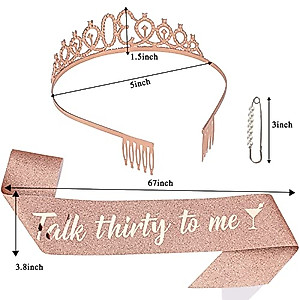 Semato 30th Birthday Sash & Rhinestone Tiara Kit- Happy 30th Birthday Gifts for Her 30th Birthday Decorations for Women (rose gold)