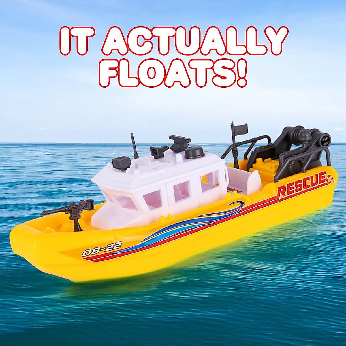 ArtCreativity Aquatic Rescue Vessel, Battery-Operated Toy Ship for Kids, Floats in Water, Floating Bathtub and Pool Toy for Boys and Girls, Great Birthday Gift for Children