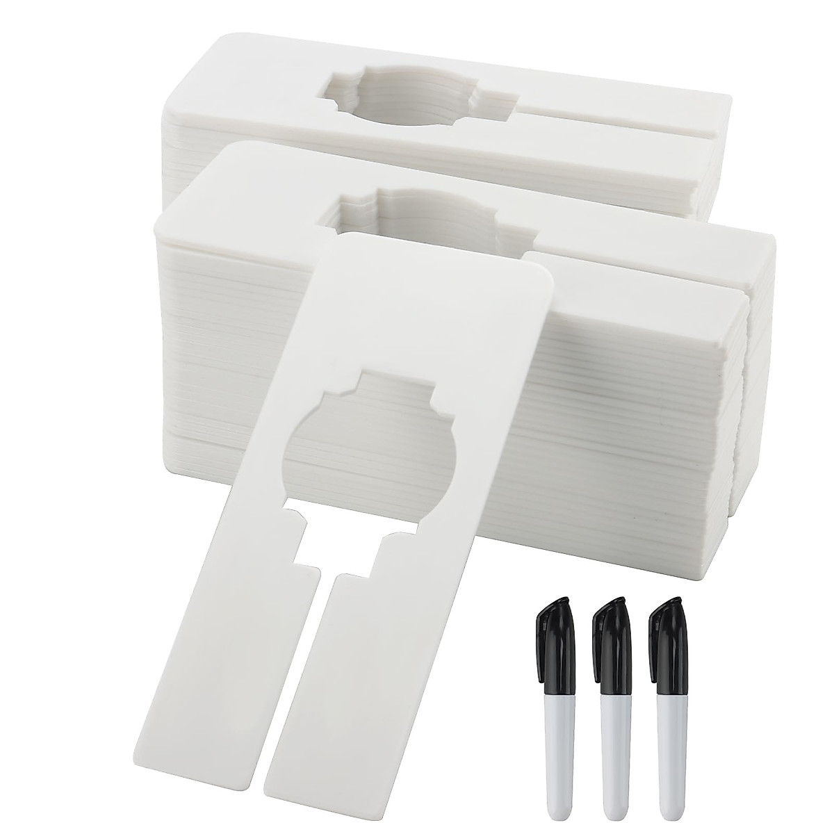 SHEUTSAN 100 PCS 12.5 x 5cm Plastic Clothing Rack Dividers, Rectangular Clothing Size Dividers, White Closet Dividers for Closet, Cloth Store, Department Stores