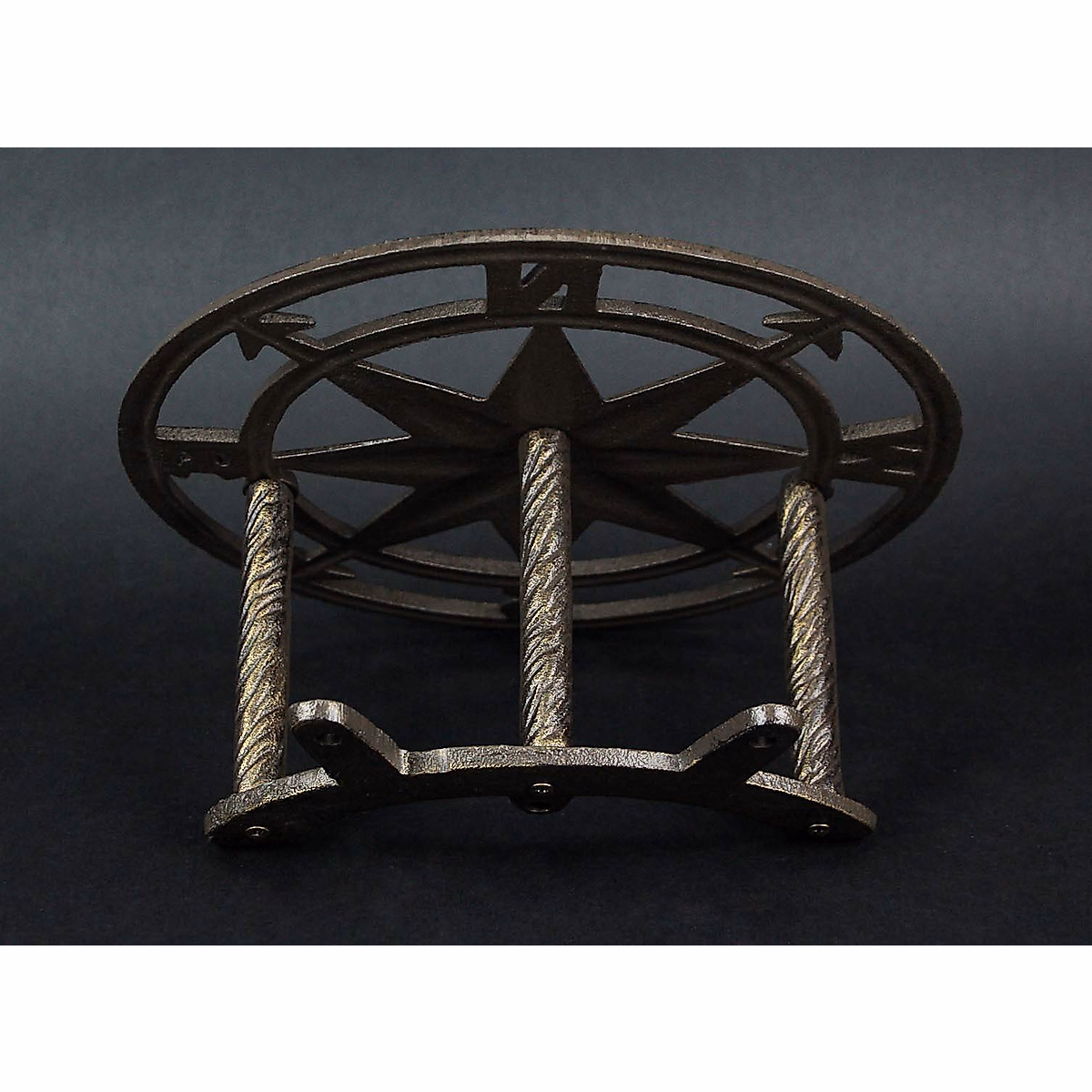 Bronze Finish Cast Iron Nautical Compass Rose Decorative Wall Mounted Garden Hose Hanger - Easy to Install - Coastal Outdoor Decor - 12 Inches in Diameter