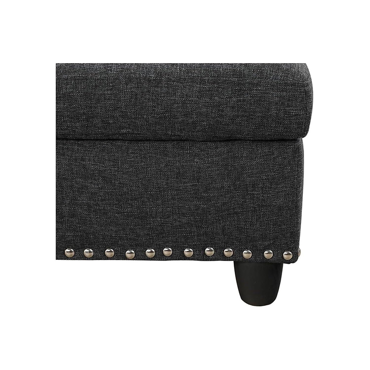 HomeStock Sophisticated Simplicity Sectional Sofa with Ottoman, Living Room Set, Left Facing Chaise, 2 Cup Holders, 2 Throw Pillows, Tufted Back and Seat - 99.5" D x 67" W x 32" H Dark Gray