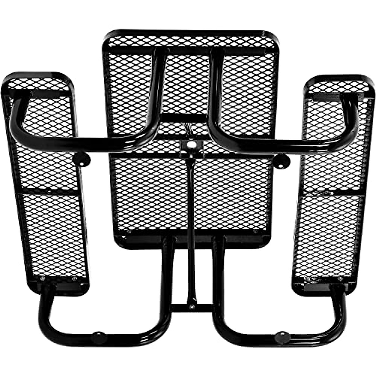 Global Industrial 4 ft. Expanded Metal Rectangular Outdoor Steel Picnic Table, Black