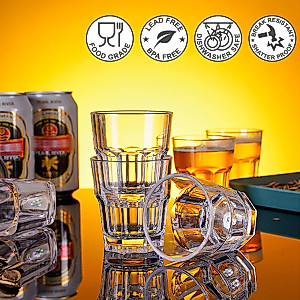 Clear Plastic Drinking Glasses, Acrylic Cups Reusable, Unbreakable Tumblers Set of 8, Drinkware Set Water Glasses for Kitchen Cocktail Picnic Party Juice Whiskey Wine, 8.5 OZ, BPA Free (Clear)