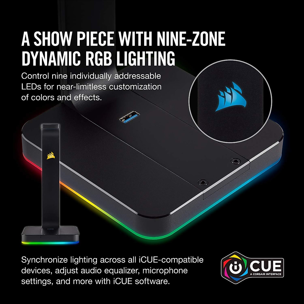 CORSAIR Virtuoso RGB Wireless XT High-Fidelity Gaming Headset - Works with Mac, PC, PS5, PS4, Xbox Series X/S - Slate & ST100 RGB Premium Headset Stand with 7.1 Surround Sound - 3.5mm and 2xUSB 3.0