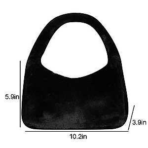 Fluffy Faux Fur Underarm Bag Fuzzy Shoulder Bag for Women Clutch Mini Plush Purse Cow Print Trendy Tote Handbag