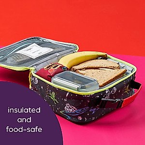 Highlights for Children Lunch Box for Kids, Reusable Insulated Lunch Boxes for Boys and Girls, Food-Safe Easy-Clean Lunch Bag for School (Space Glow-in-the-Dark - Black)