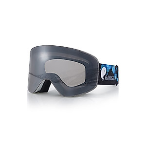 RABIGALA Ski Goggles with Detachable Lens, Frameless Magnetic Interchangeable Lens Anti-Fog 100% UV Protection Snowboard Snow Goggles (silver/revo)