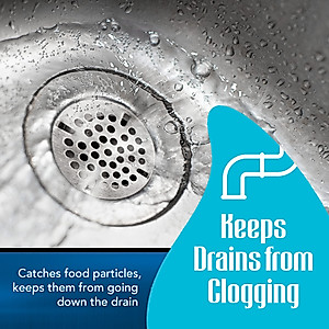 STEADYKLEEN - 3-inch Commercial Sink Strainer, Flat Kitchen Sink Strainer with Tabs, Install on 3-inch Sink Drain, Durable Sink Strainer Basket Alternative for Twist Waste Drain on 3 Compartment Sink