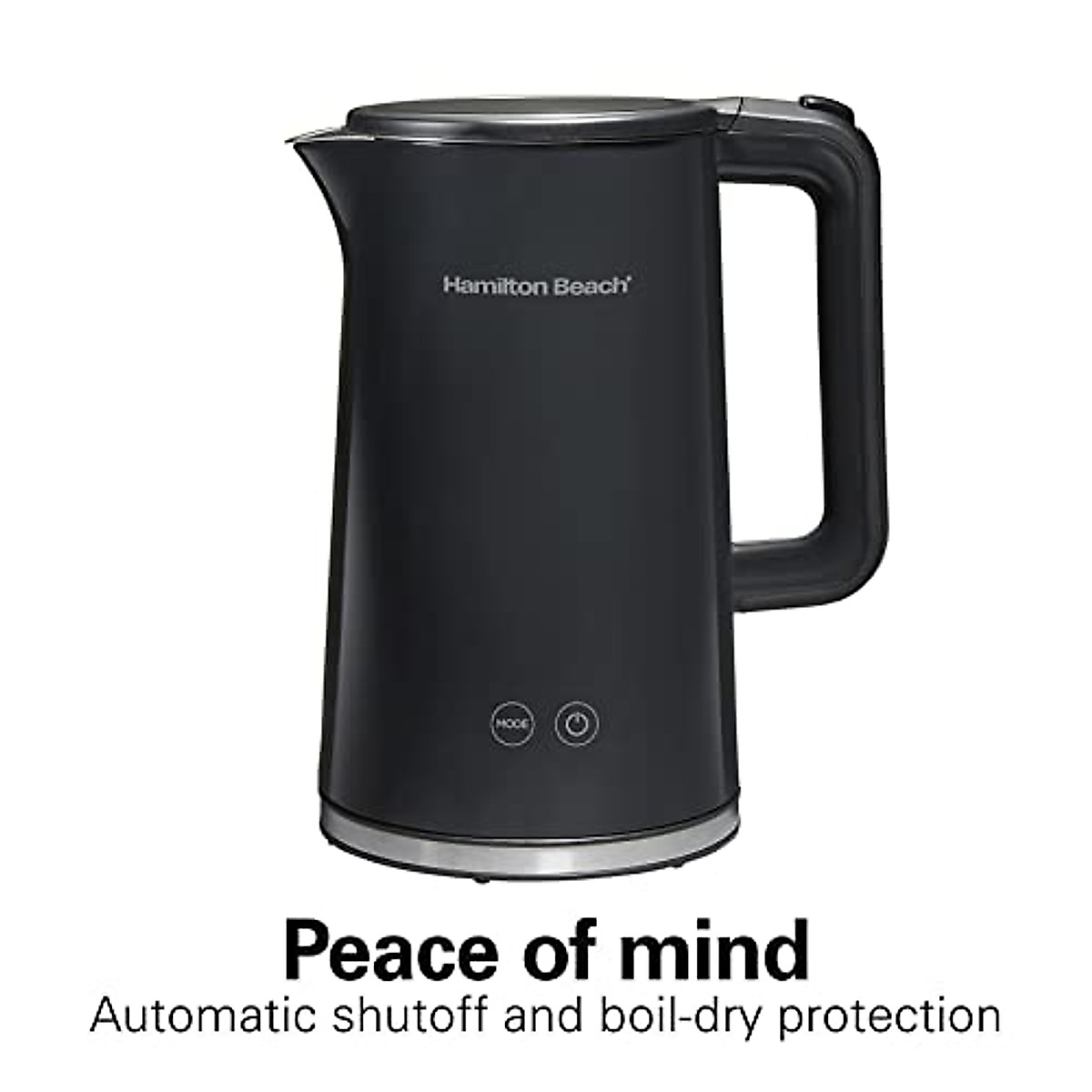 Hamilton Beach 41033 Digital Electric Tea Kettle, Hot Water Boiler & Heater 1.7 L, 5 Preset Modes + Keep Warm, Fast Boil 1500W, BPA Free, Cool-Touch Stainless Steel Exterior, Black