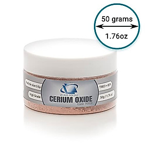 GLASS POLISH 90006 Cerium Oxide High Grade Glass Polishing Powder - TREO 85% - 3.5 microns - 1.76 Oz