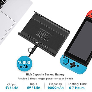ID CHINSION 10000mAh Battery Pack for Nintendo Switch & OLED, Portable Pop-Up Backup Extended Battery Charger Case for Switch Games and Accessories, Black