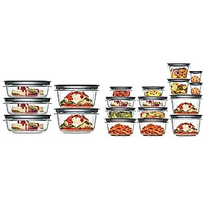 Rubbermaid Meal Prep Premier Food Storage Container, 28 Piece Set, Grey & Meal Prep Premier Food Storage Container, 10 Piece Set, Grey