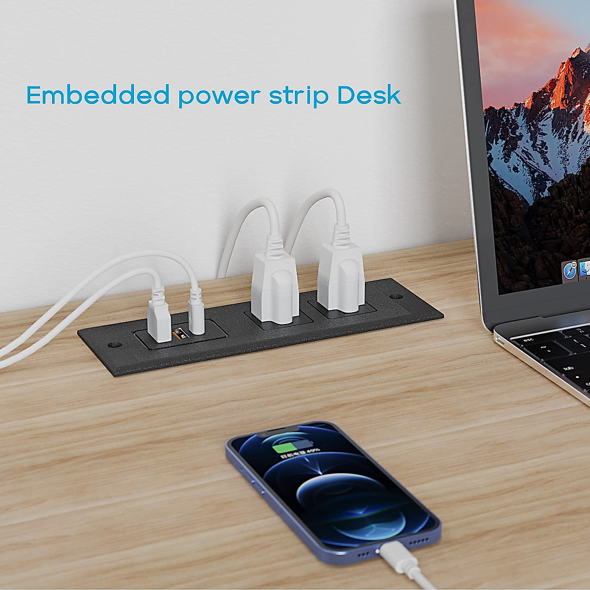 YYSKA Recessed Power Strip with 20W USB C Port, ETL Listed Conference Recessed Power Outlet ...