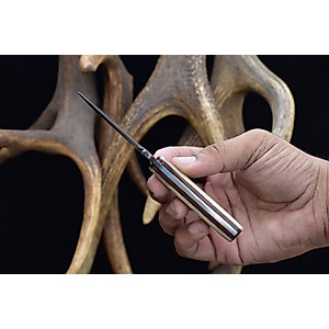 Knives Ranch Fixed Blade EDC Skinning Knife – Cattle Bone Handle – Heavy-duty Horizontal Carry Sheath (2006-B)