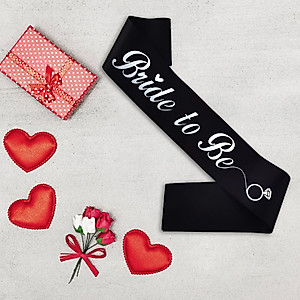 KETAOO Bride to Be Sash, Silver Foil Black Bachelorette Sash for Bridal Shower Favors Engagement or Wedding Party Accessories Hen Night Gifts