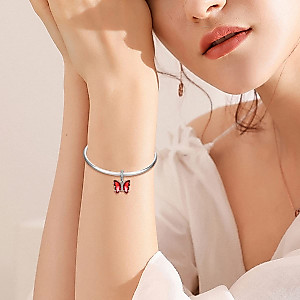 Butterfly Charms for Bracelets, 925 Sterling Silver White Butterfly Dangle Charms for Charm Bracelets and Necklaces with 5A CZ, Birthday Mothers Valentines Day Jewelry Gifts for Women