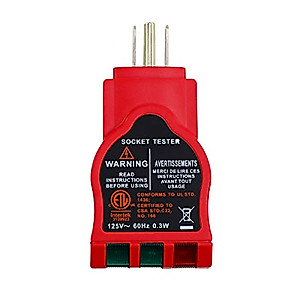 ALLOSUN EM9807 GFCI North American AC Electrical Outlet Receptacles Socket Tester, RED