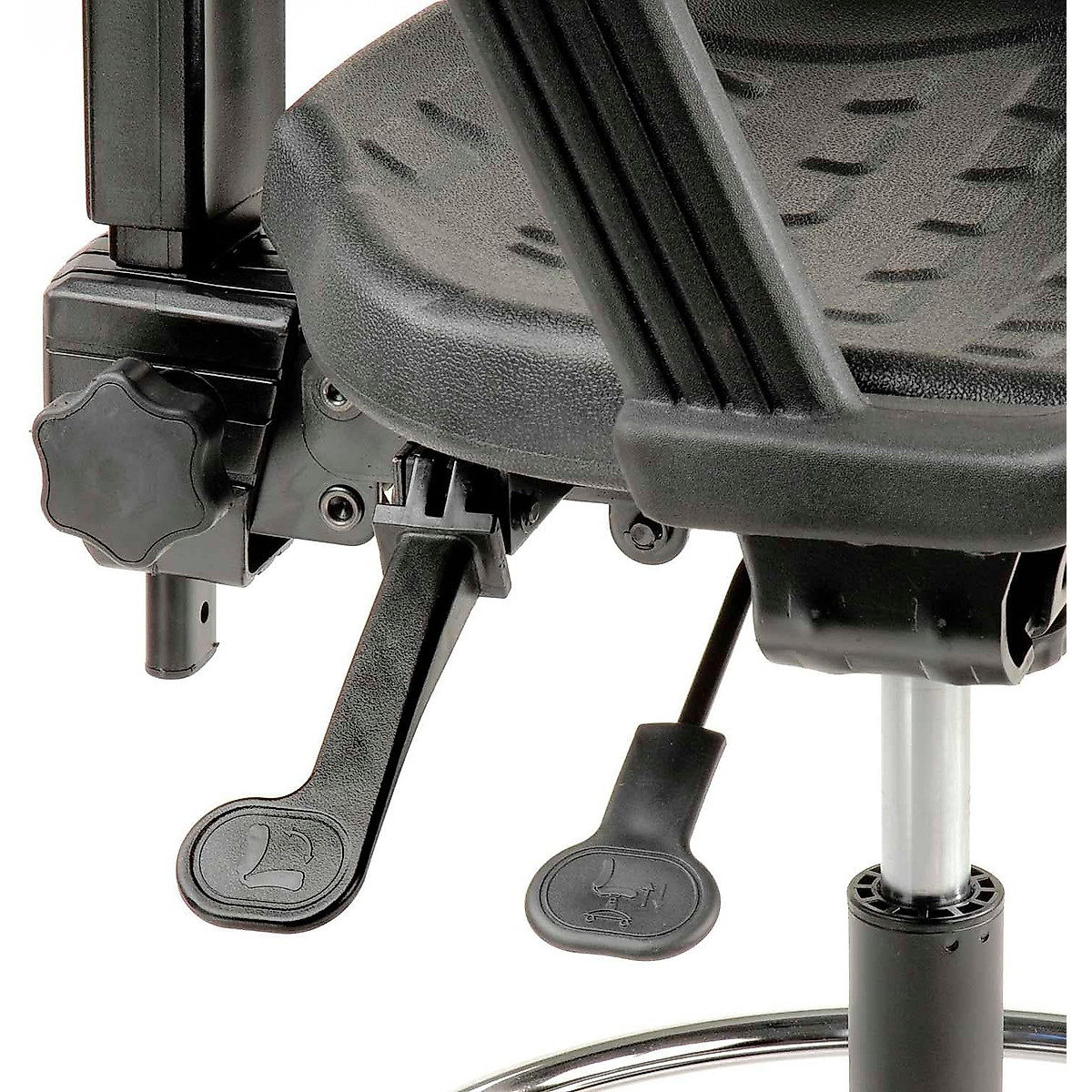 GLOBAL INDUSTRIAL 5-Way Adjustable Ergonomic Stool with Loop Armrests Black