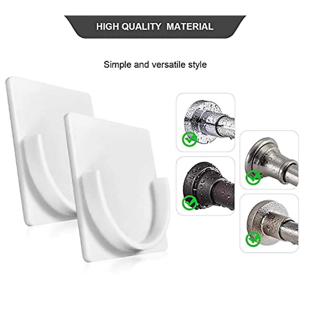 LADYMOON Adhesive Shower Curtain Rod Holder No Drilling,Set of 4,Curtain Rod Bracket Also Be Used of Shower Rods for Bathroom(Rod Not Included)