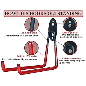 folisea Garage Storage Utility Hooks,Wall Mount Garage Hanger Heavy Duty Garage Hooks for Fixing ladders, Garden Tools, Bicycles 10 Packs