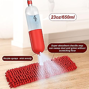 Qaestfy Spray Mop for Floor Cleaning with 2 Washable Double-Sided Microfiber Pads & Scraper 49" Long Handle Flip Cleaner Wet Dust Mop for Hardwood Tile Laminated Floor Cleaning