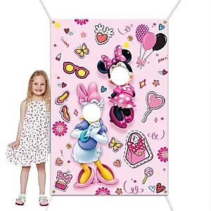 Cartoon Mouse Face in Hole Photo Banner Backdrop Mouse Theme Birthday Party Decorations Kids Baby Shower Birthday Party Funny Games Supplies Mouse Backdrop Photography Props