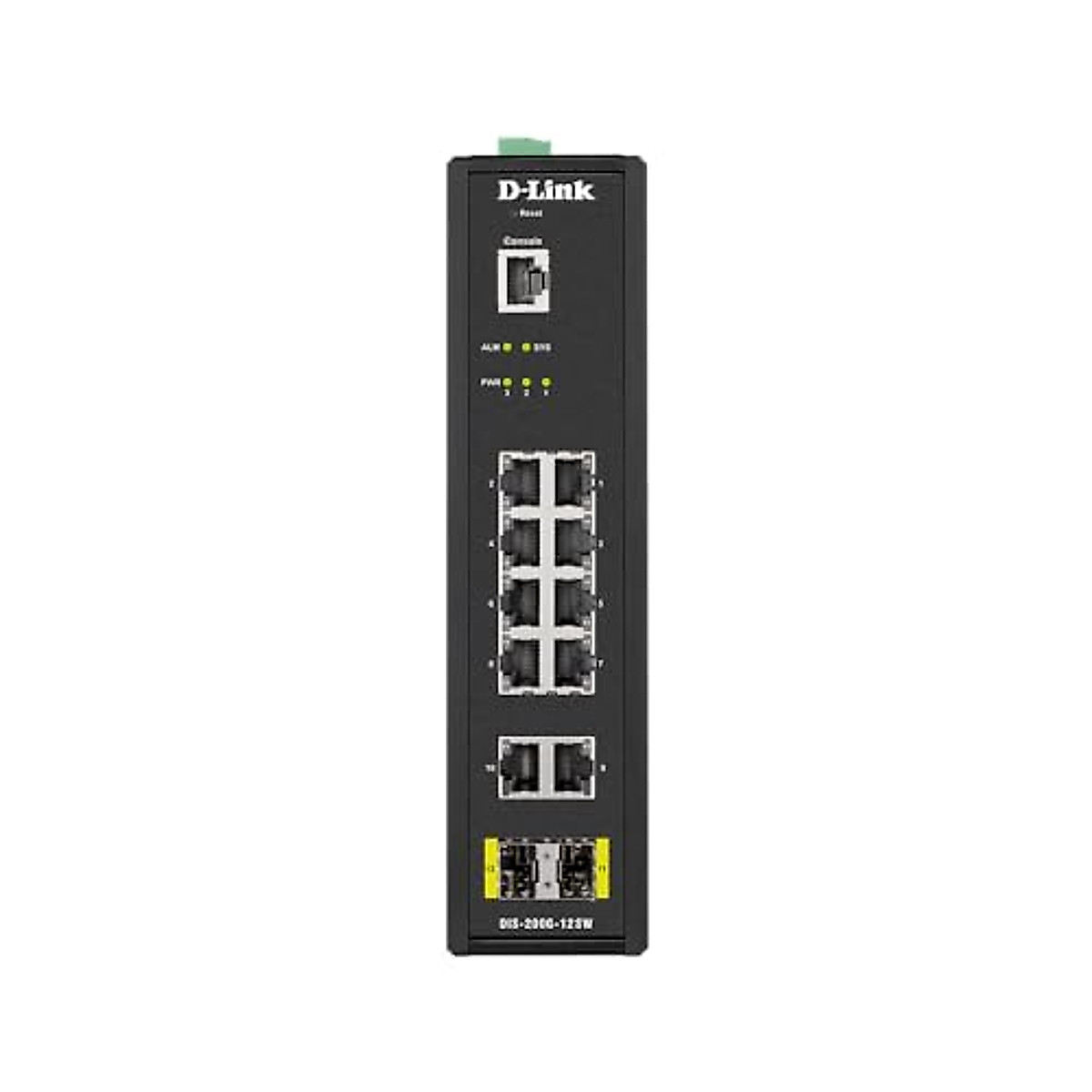 D-Link 12-Port Gigabit Industrial Smart Managed Switch | 10 10/100/1000BASE-T Ports + 2 10/100/1000BASE-T Ports + 2 SFP Ports | Layer 2 | 6kV Surge Wide Temp (DIS-200G-12SW)