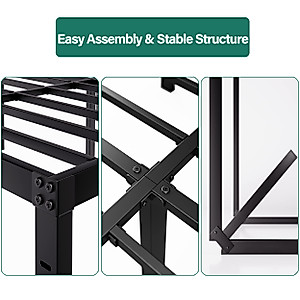 RestVille Queen Size Bed Frame Heavy Duty Steel Slats Platform Metal Bed Frame No Box Spring Needed