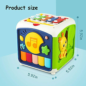 Tikooere Activity Cube Toys for 1 Year Old Gift,Toddler Toy for 12-18 Mouths with Music,Educational Learning Toys Christmas Birthday Gifts for Boys Girls Toddlers 1 2 3 Years Old(Green)