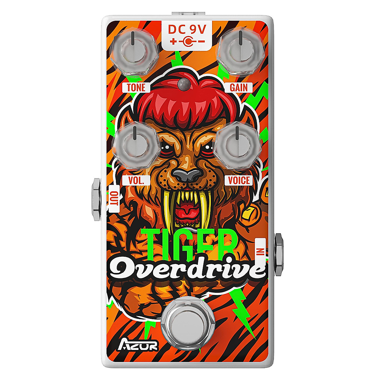AZOR Overdrive Guitar Pedal, Analog Tiger Drive Effect Pedal for Electric Guitar True Bypass